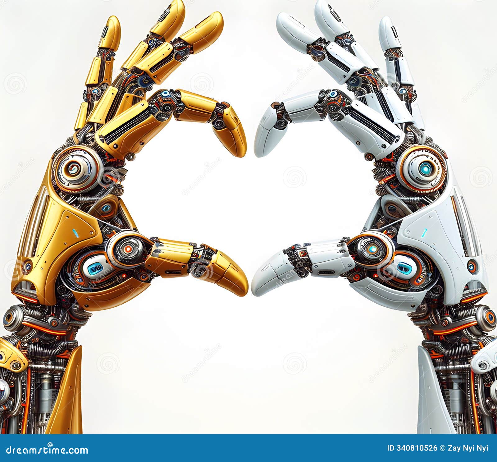 Two Robotic Hands Form a Heart Shape, Symbolizing Unity and Connection ...