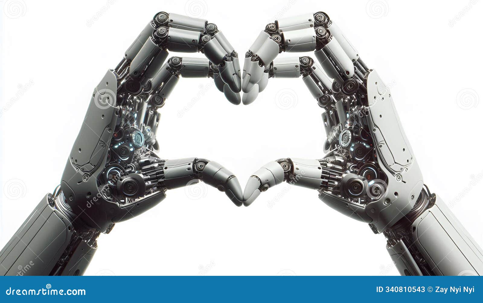 Two Robotic Hands Form a Heart Shape, Symbolizing Unity and Connection ...