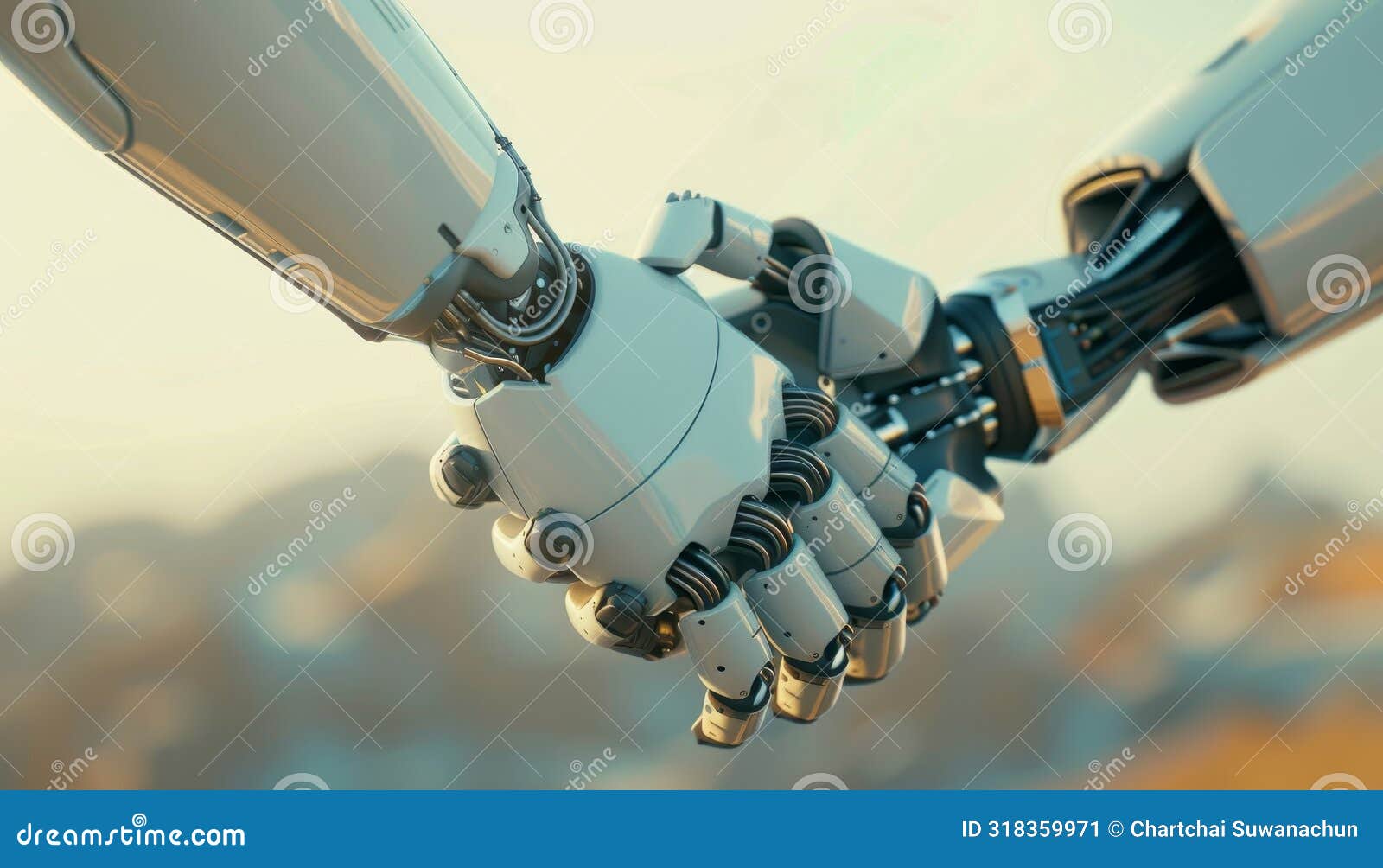 Two Robotic Hands Shaking Hands by AI Generated Image Stock Image ...