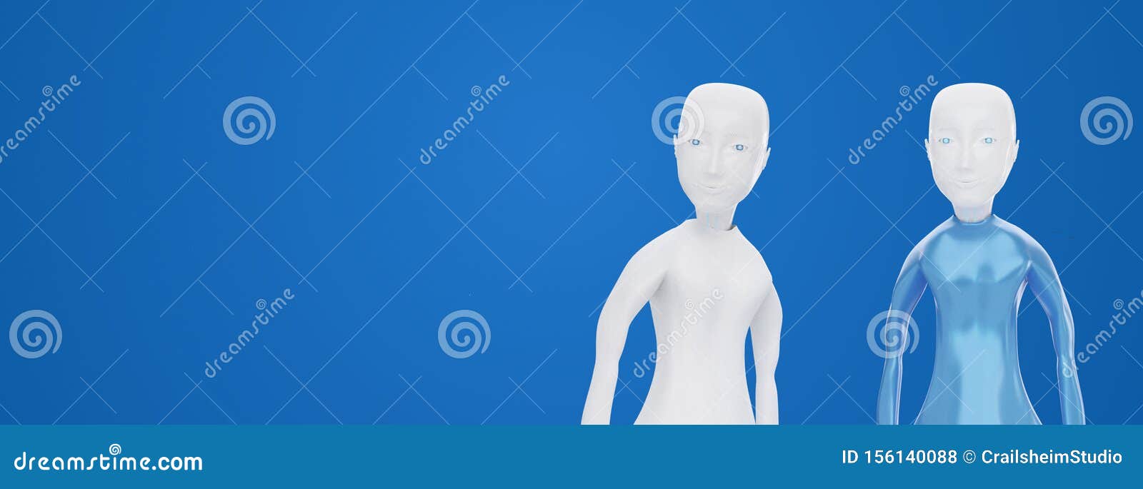 Two Robots Artificial Intelligence Humanoids 3d-illustration Stock ...