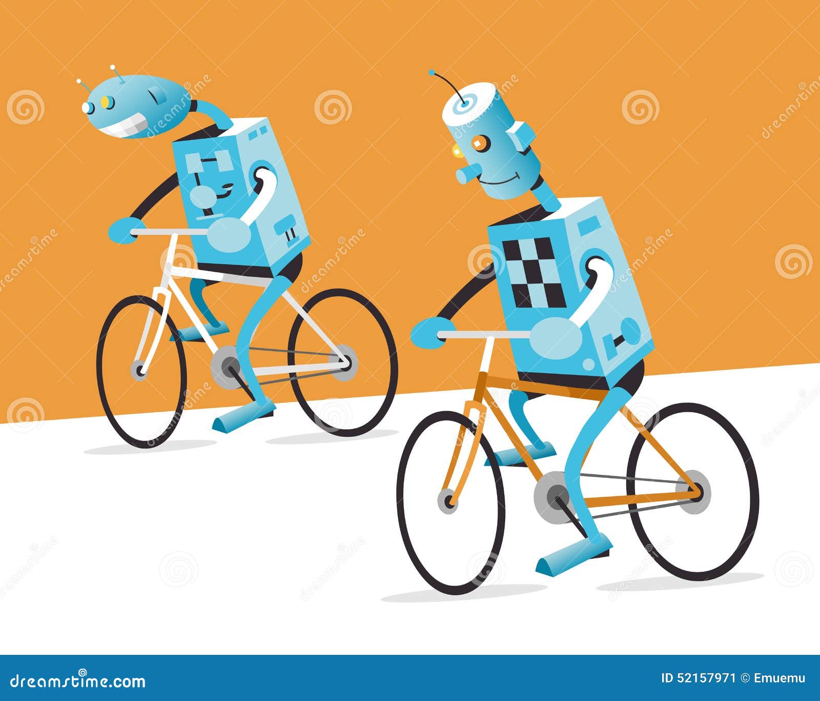 Two robots on a bike stock vector. Illustration of cyborg - 52157971