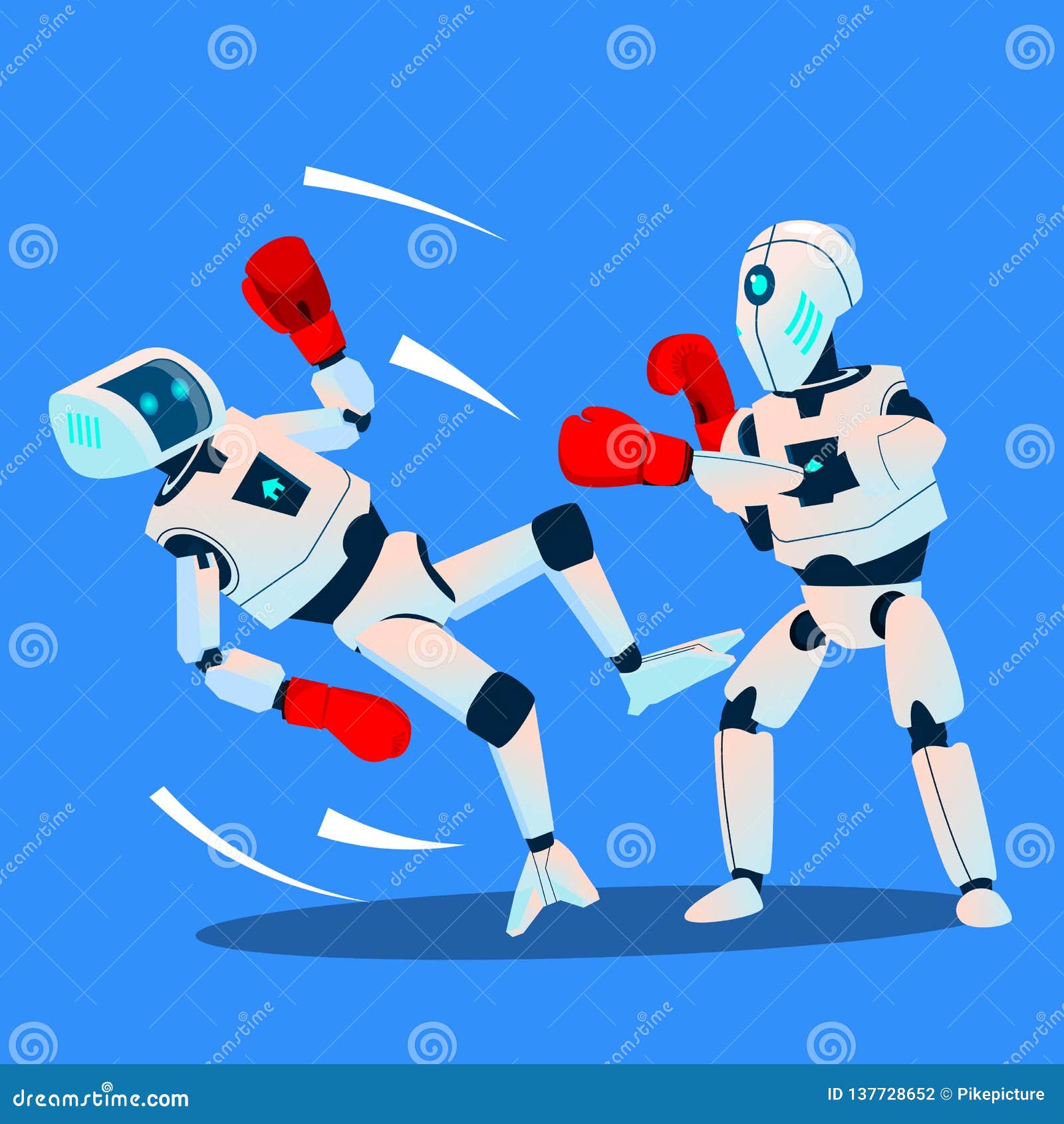 Two Robots Boxing on Ring Vector. Isolated Illustration Stock Vector ...