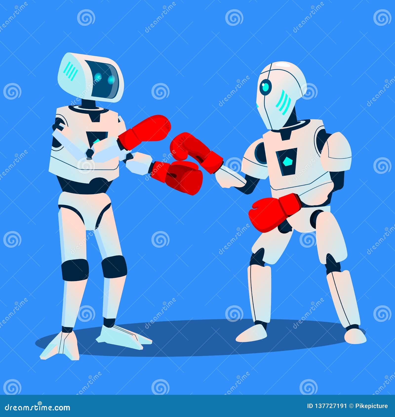 Two Robots are Boxing on Ring Vector. Isolated Illustration Stock ...