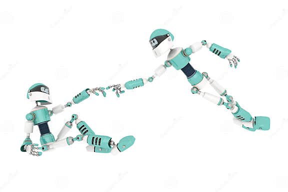 Two Robots in the Creation of Adam Pose Stock Illustration ...