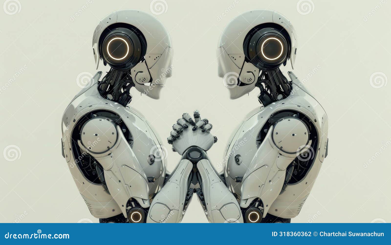 Two Robots are Holding Hands and Looking at Each Other by AI Generated ...