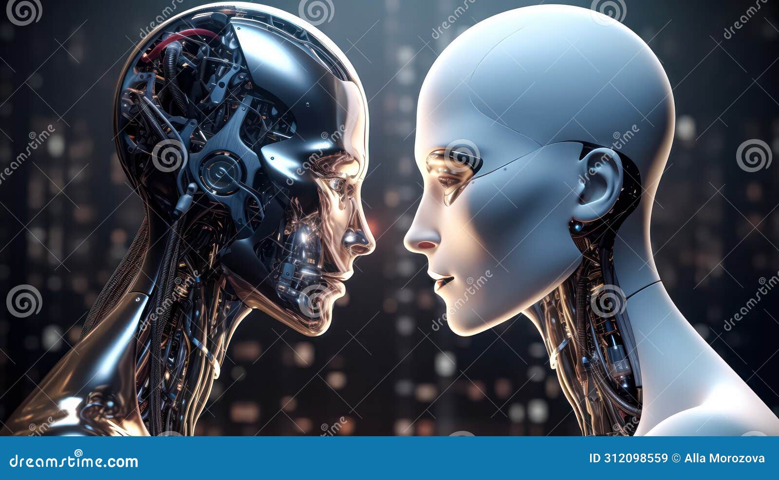 Gynoid, A Humanoid Female Android Hybrid Robot With A Female Face In A ...