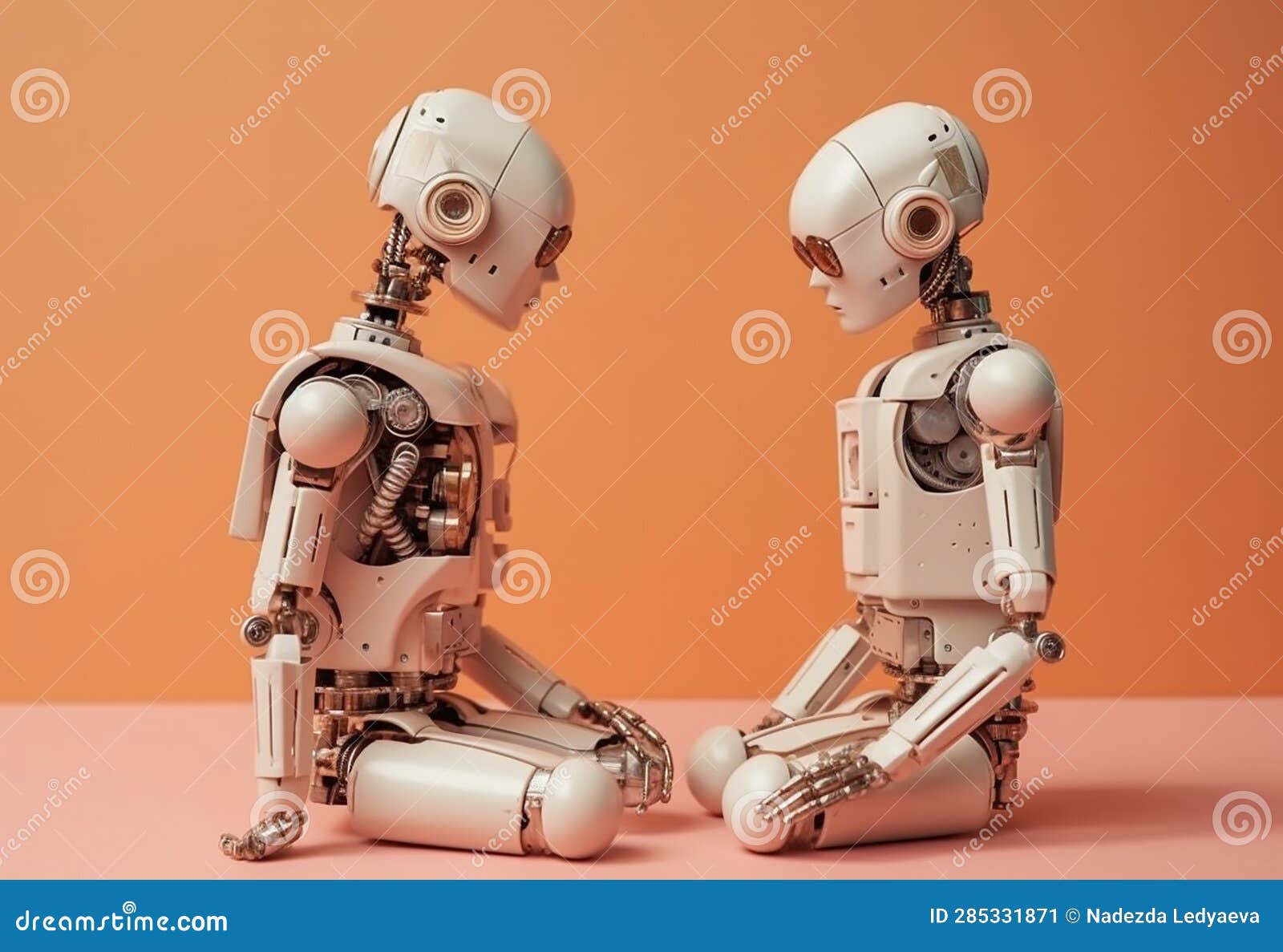 Two Robots Looking at Each Other. Stock Illustration - Illustration of ...