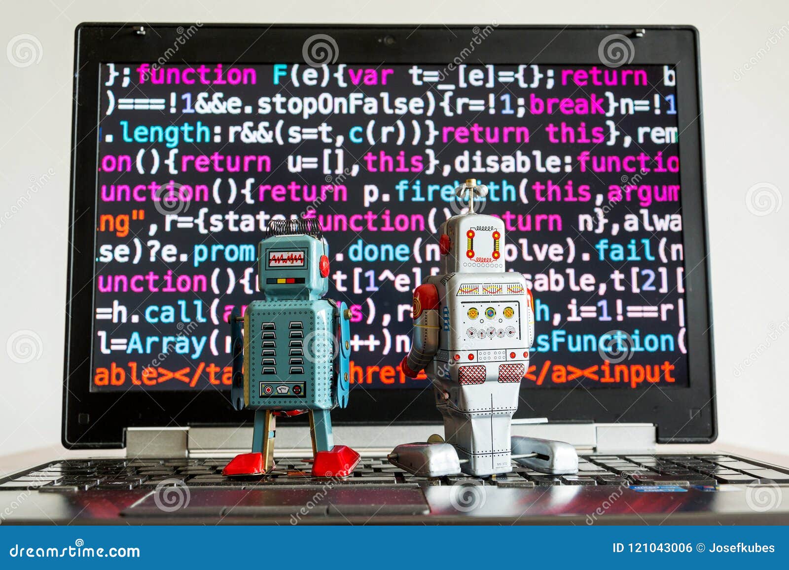 Robots with Source Code Screen, Artificial Intelligence, Deep Learning ...
