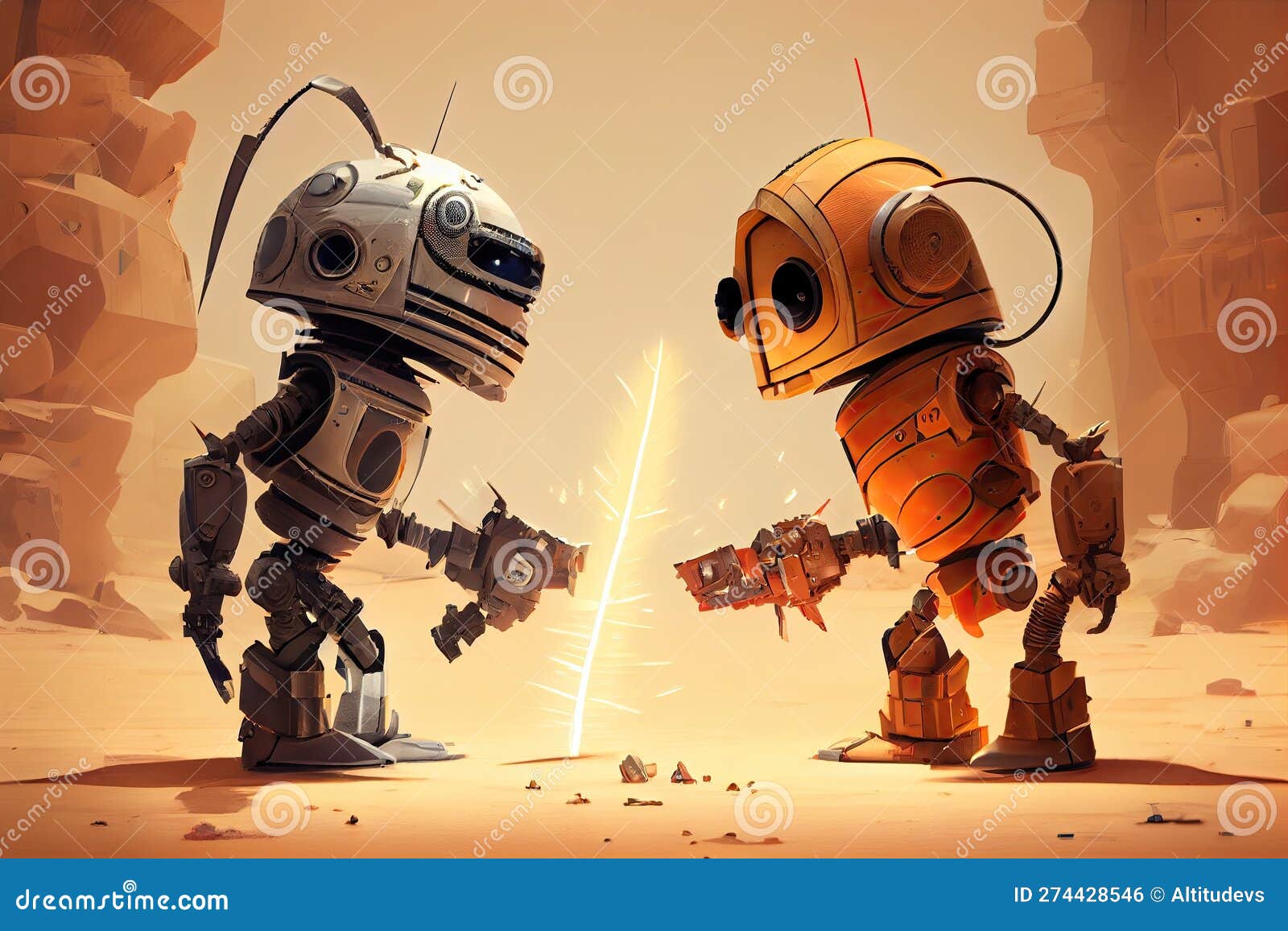 Two Robots, One with a Friendly and Warm Exterior and the Other Sleek ...