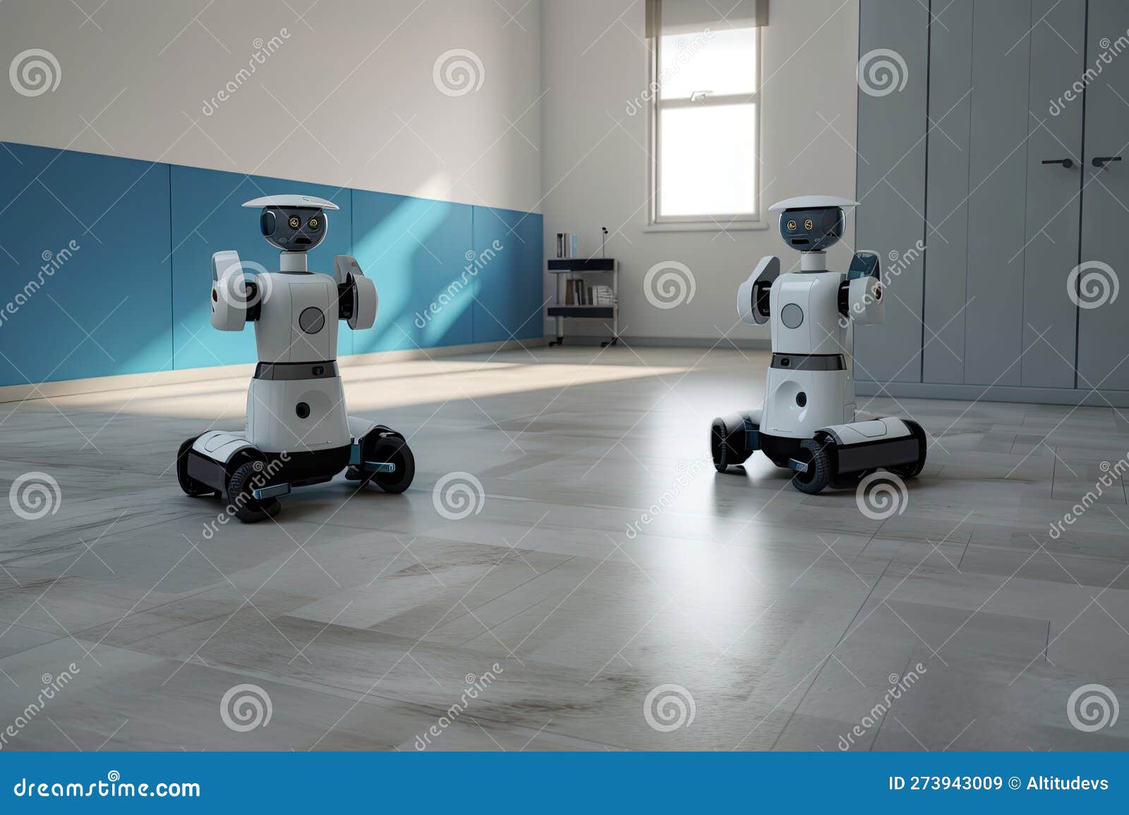 Two Robots, One with Sensors and Other Safety Features and the Other ...