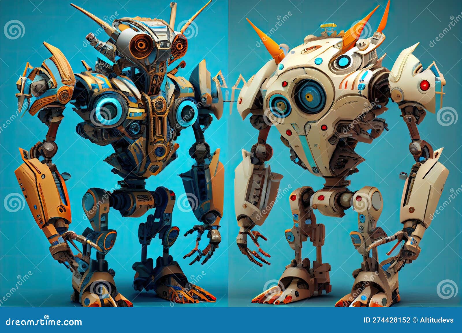 Two Robots, with One of Them Showing Its Components and Intricate ...