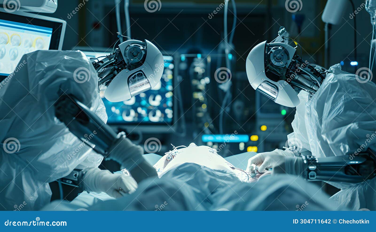 Two Robots Perform a Surgical Operation, Generative Ai Stock Photo ...