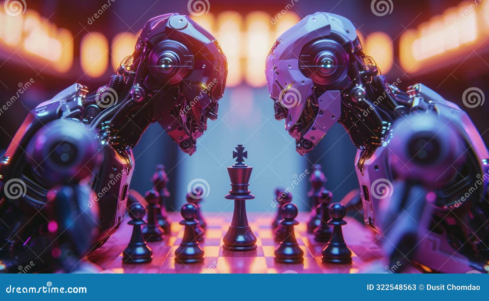 Two Robots are Playing Chess on a Board Stock Illustration ...