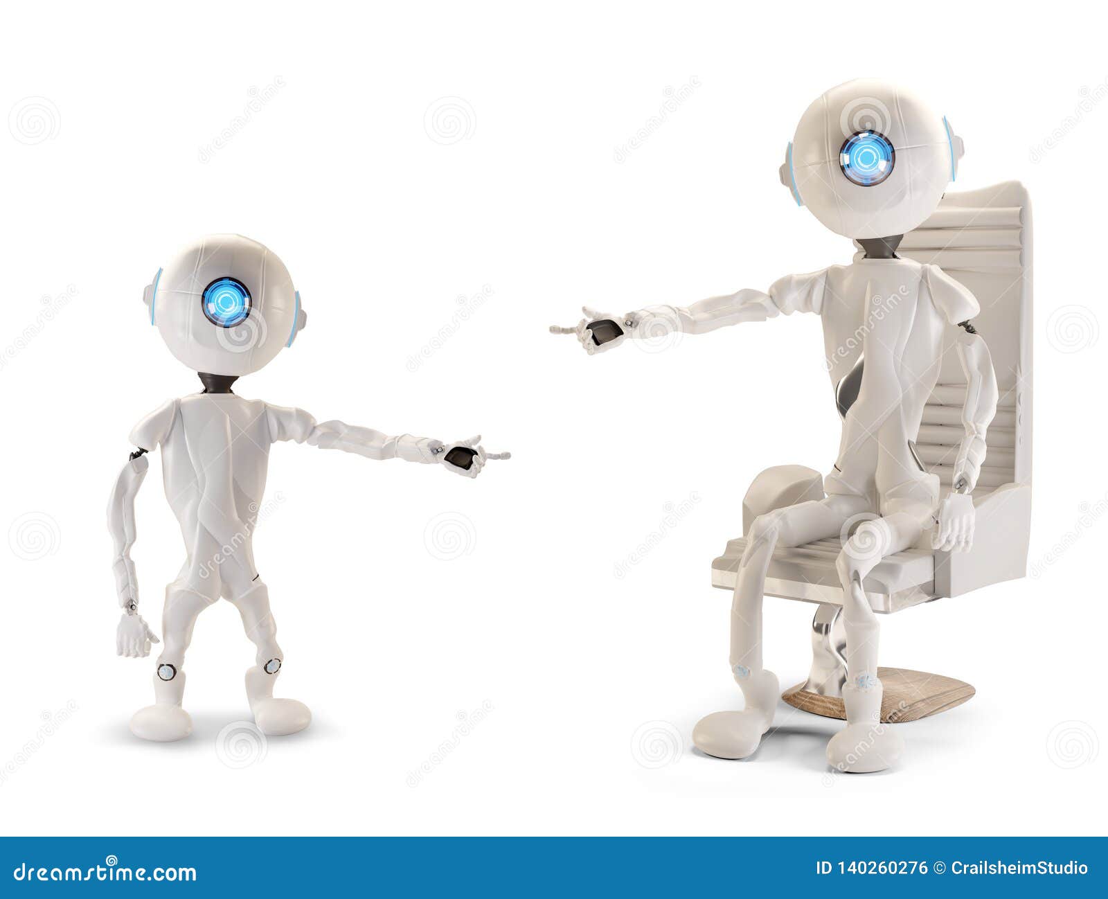 Two Robots Pointing at Each Other 3d-illustration Stock Illustration ...