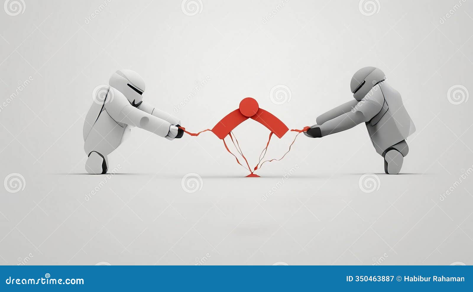 Two Robots Pull on a Red Ribbon Stock Illustration - Illustration of ...