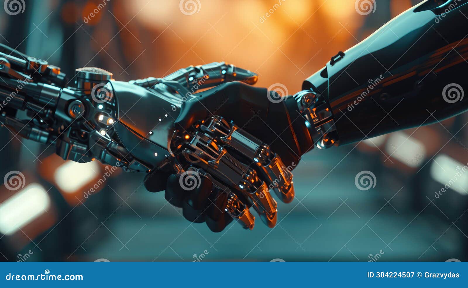 Two robots shaking hands stock illustration. Illustration of machine ...