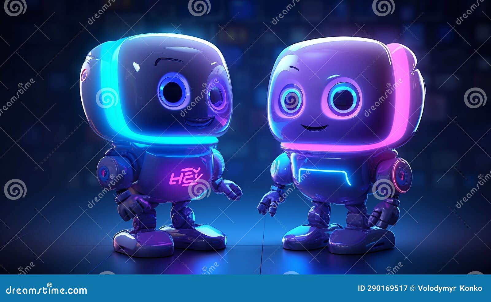 Two Robots Standing Side by Side. Generative Ai Stock Illustration ...