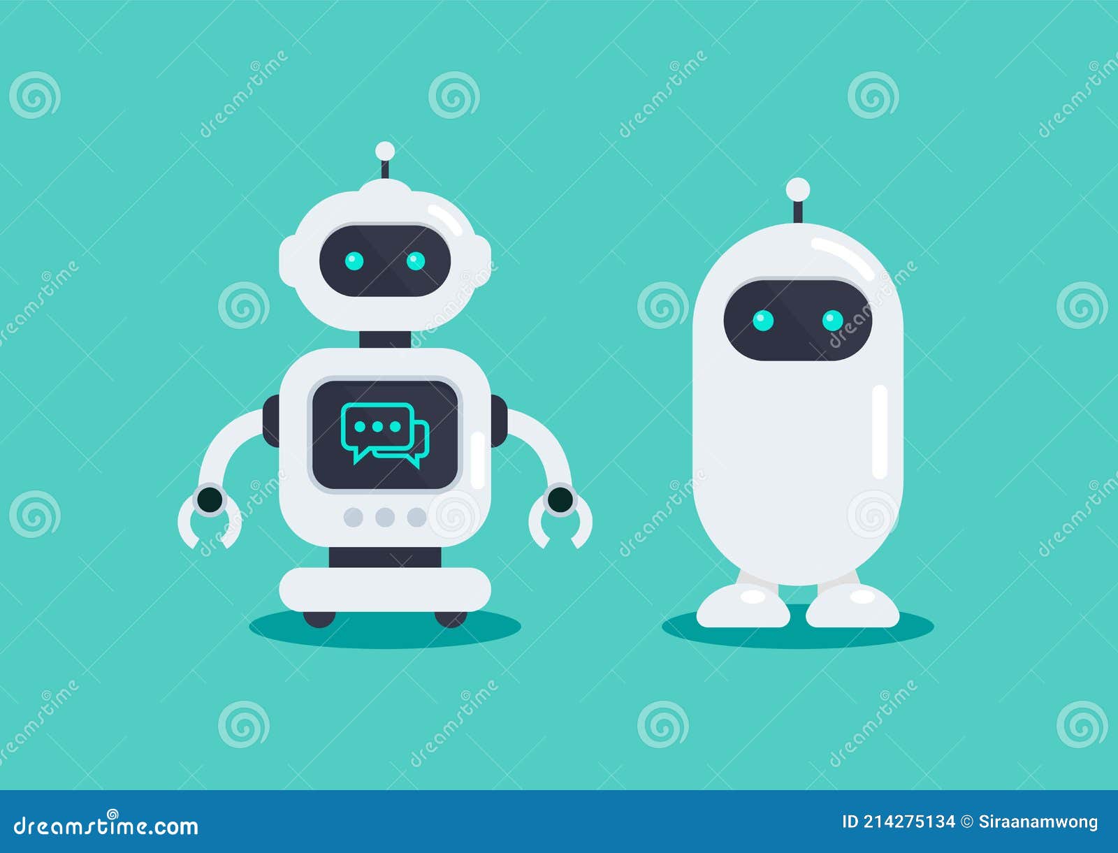 Two Robots in Vector Illustration Stock Vector - Illustration of ...