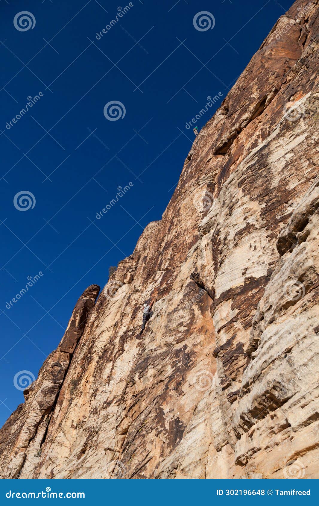 Two Rock Climbers High on a Cliff Stock Photo - Image of outdoor ...