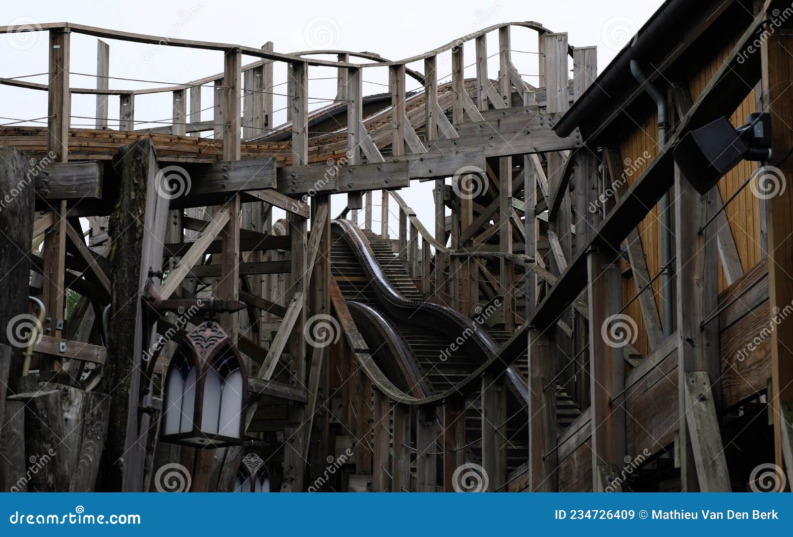 Two Rollercoasters Next To a Lake in a Themepark Stock Image - Image of ...