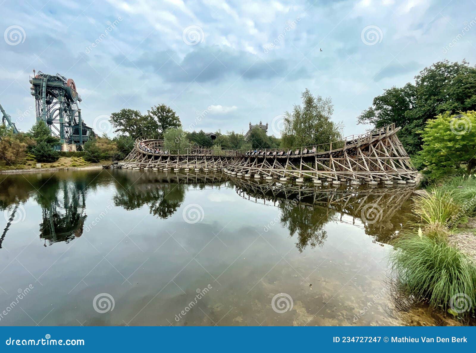 Two Rollercoasters Next To a Lake in a Themepark Editorial Photography ...