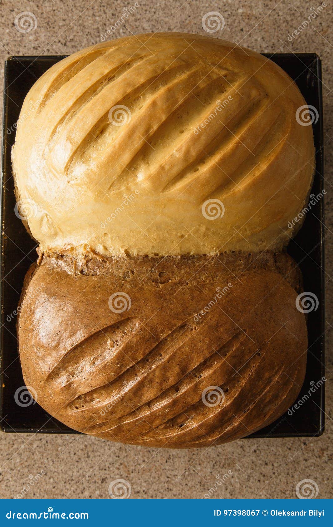 Two Rolls of Baked Home-made Bread Lie on the Ditch Stock Image - Image ...