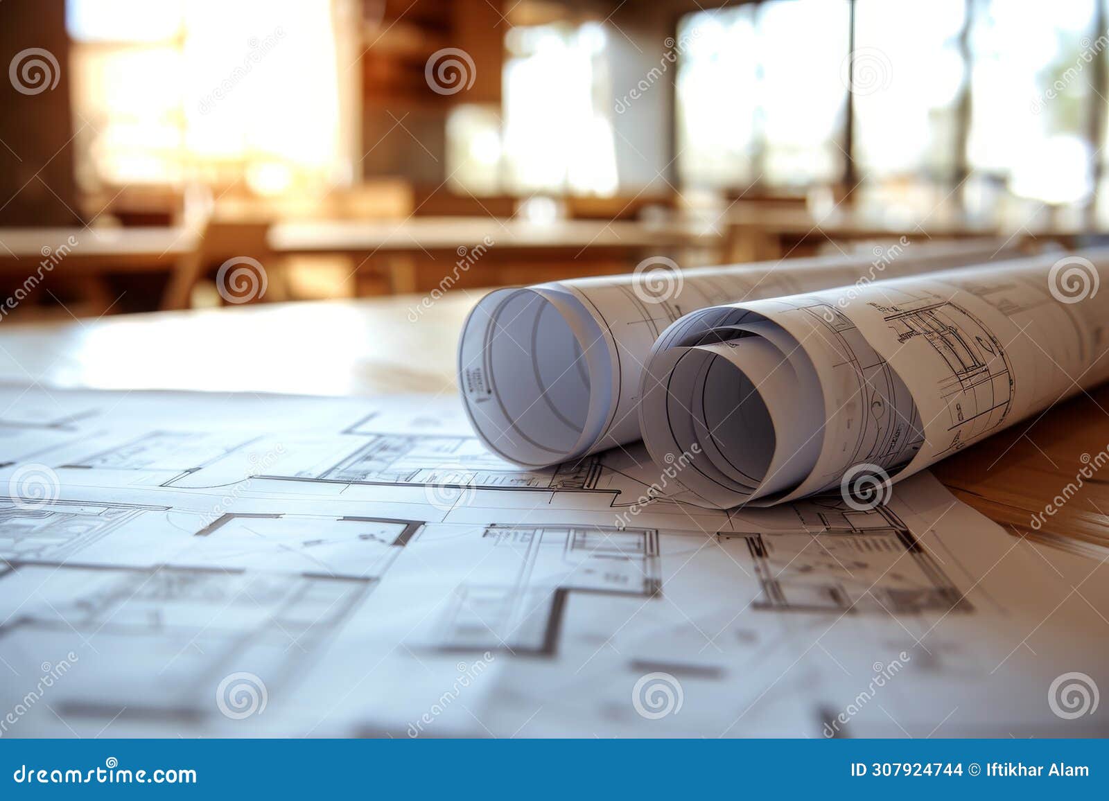 Two Rolls of Blueprint Documents Neatly Placed on a Table ...