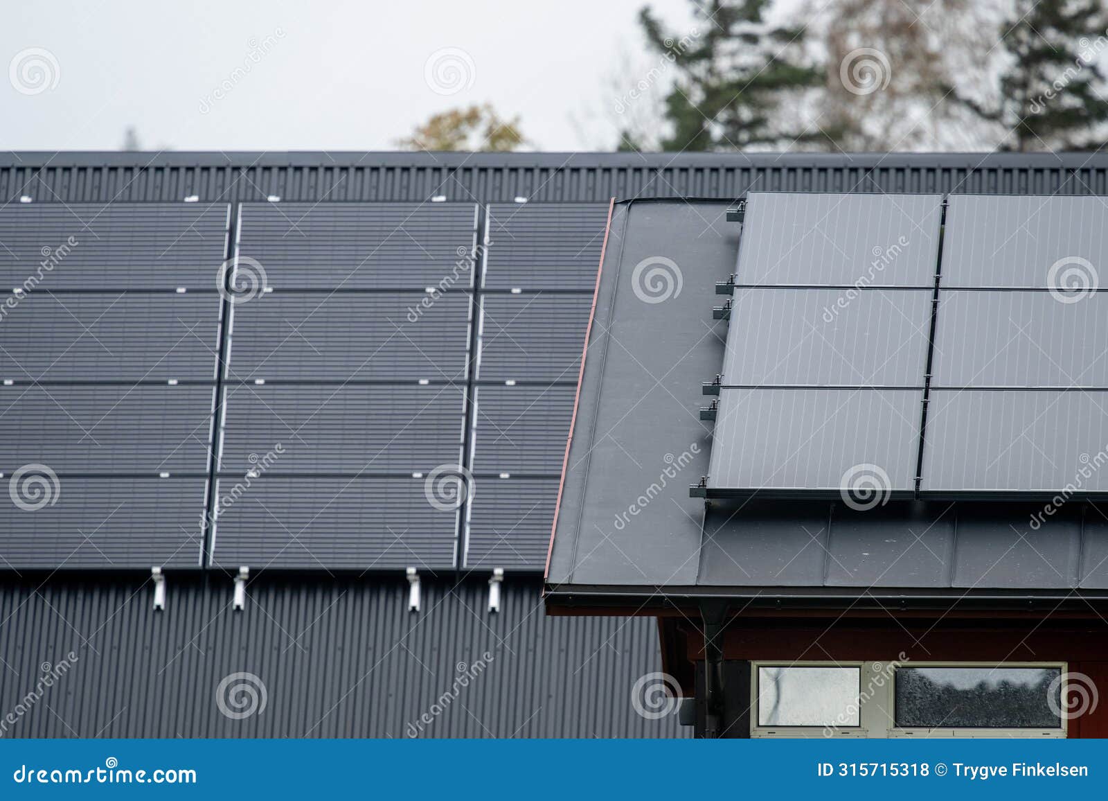 Two Roofs with Solar Panels.. Stock Photo - Image of resource, view ...