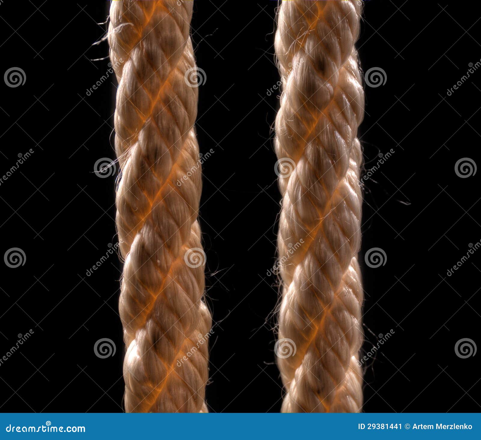Two Ropes on a Black Background Stock Image - Image of white, character ...