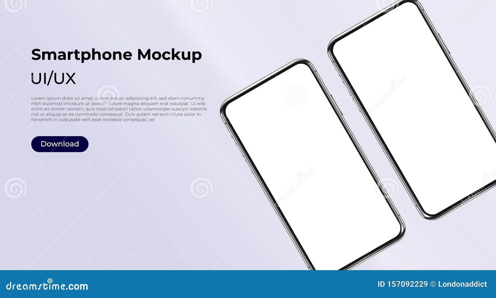 Two Rotated Mobile Phones Mockup for User Interface, User Experience ...