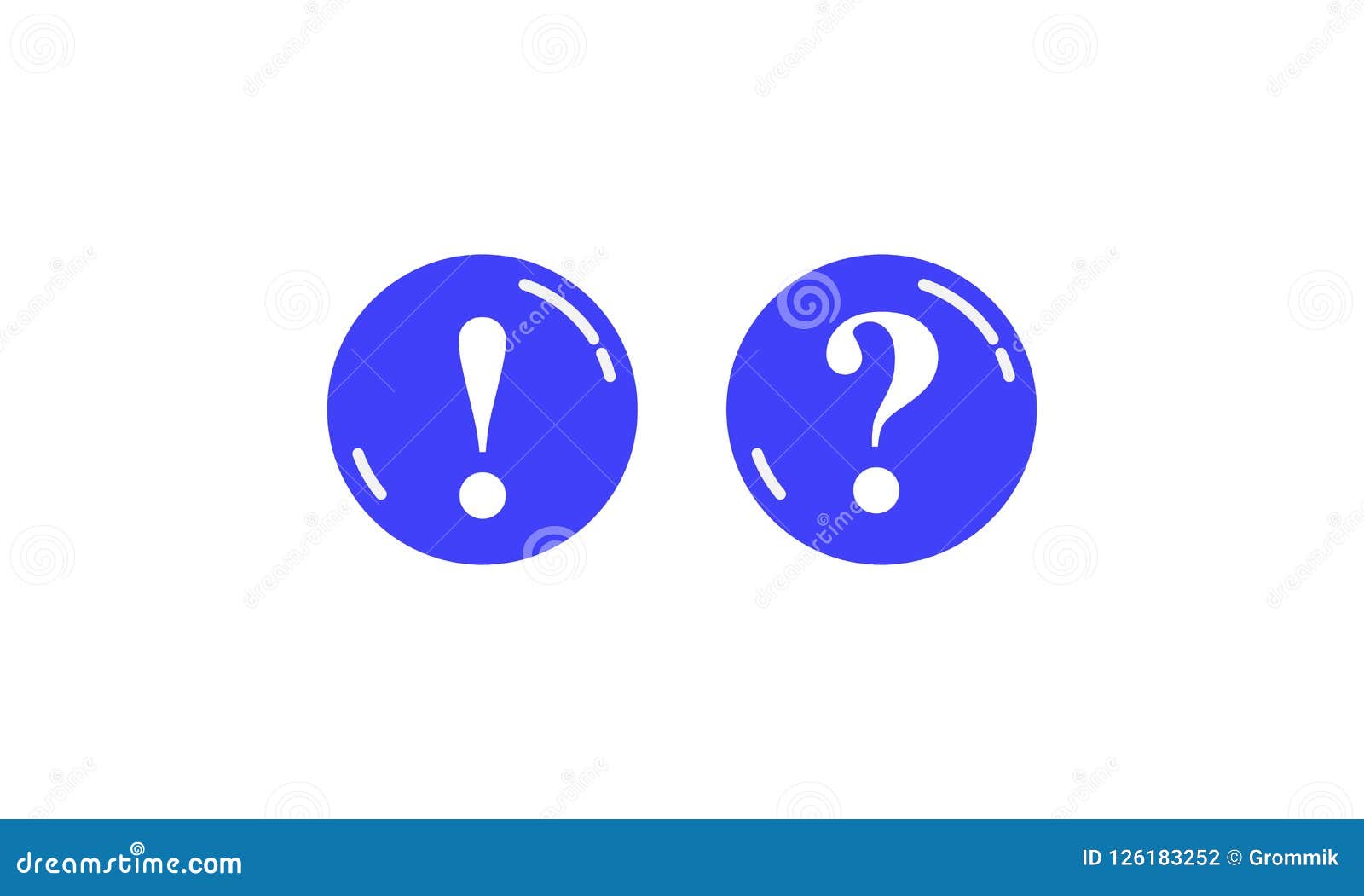Two Blue Round Buttons with Question Marks and Exclamation Marks Stock ...