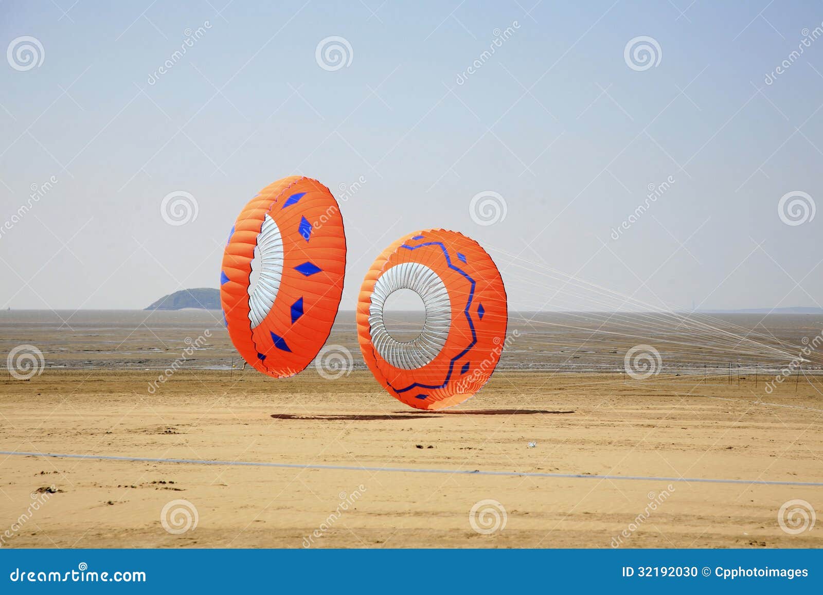 Two round kites stock photo. Image of coast, steep, sandy - 32192030