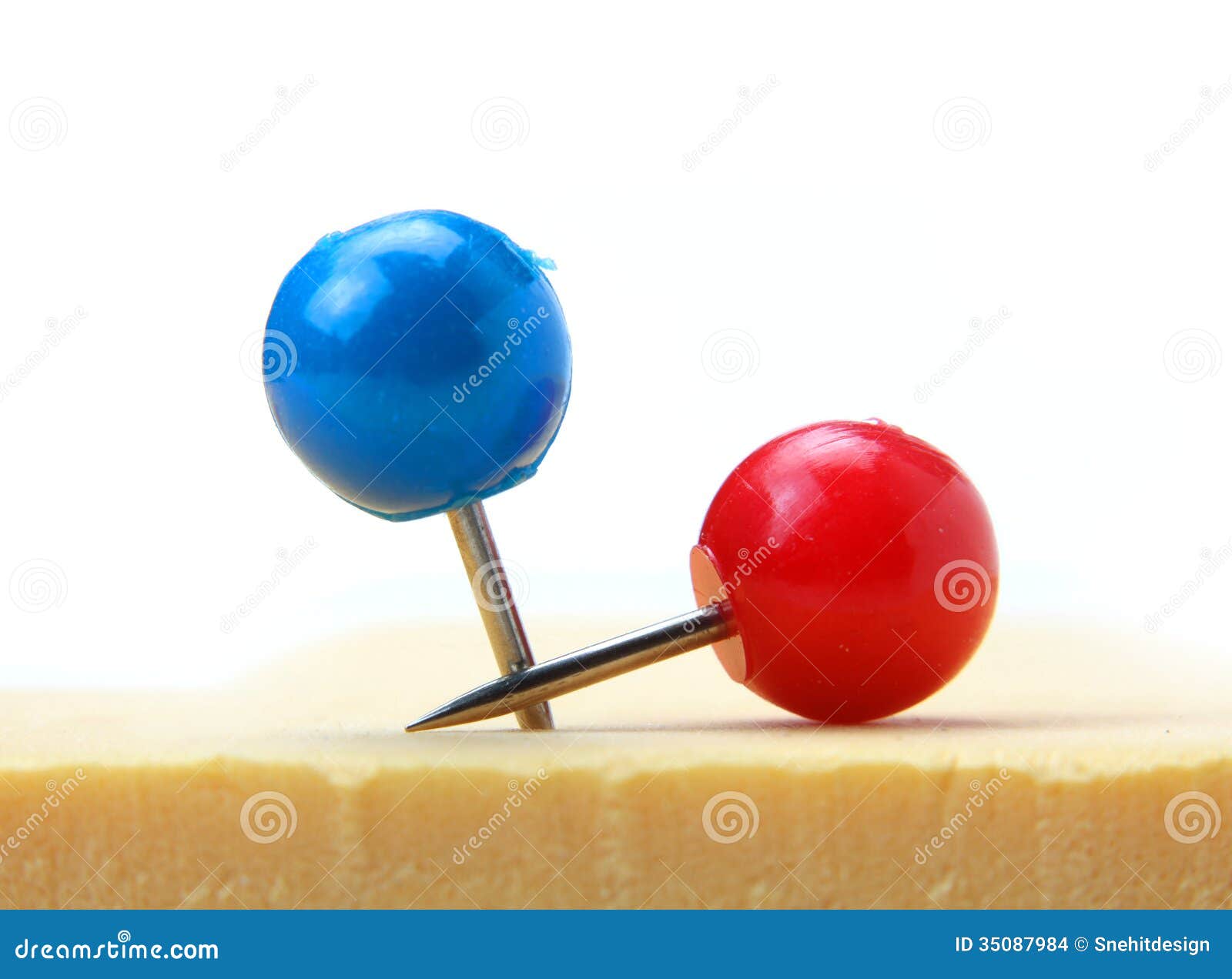 Two round push pins stock photo. Image of round, push - 35087984