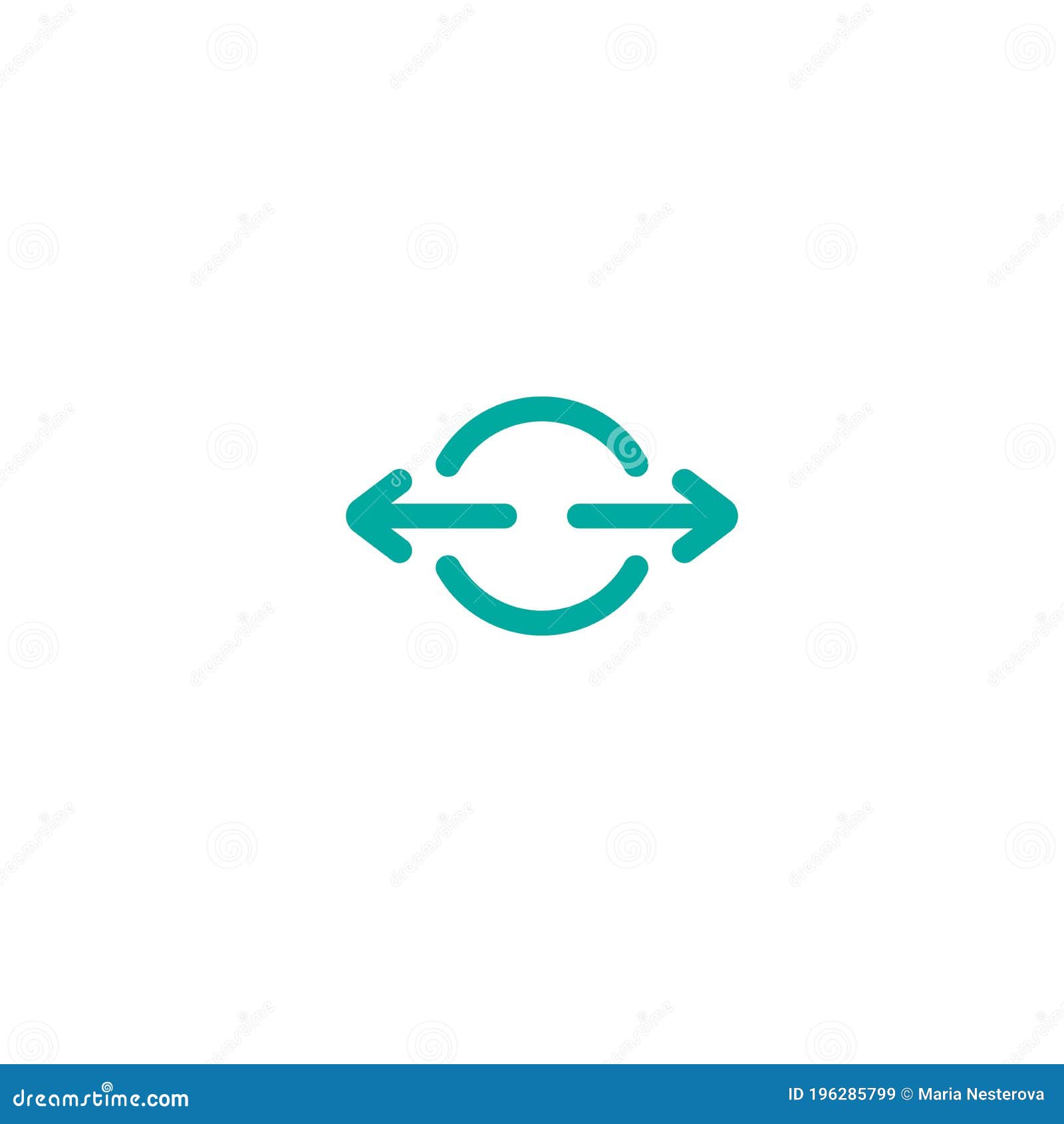 Two Rounded Blue Opposite Horizontal Arrows in Circle Isolated on White ...