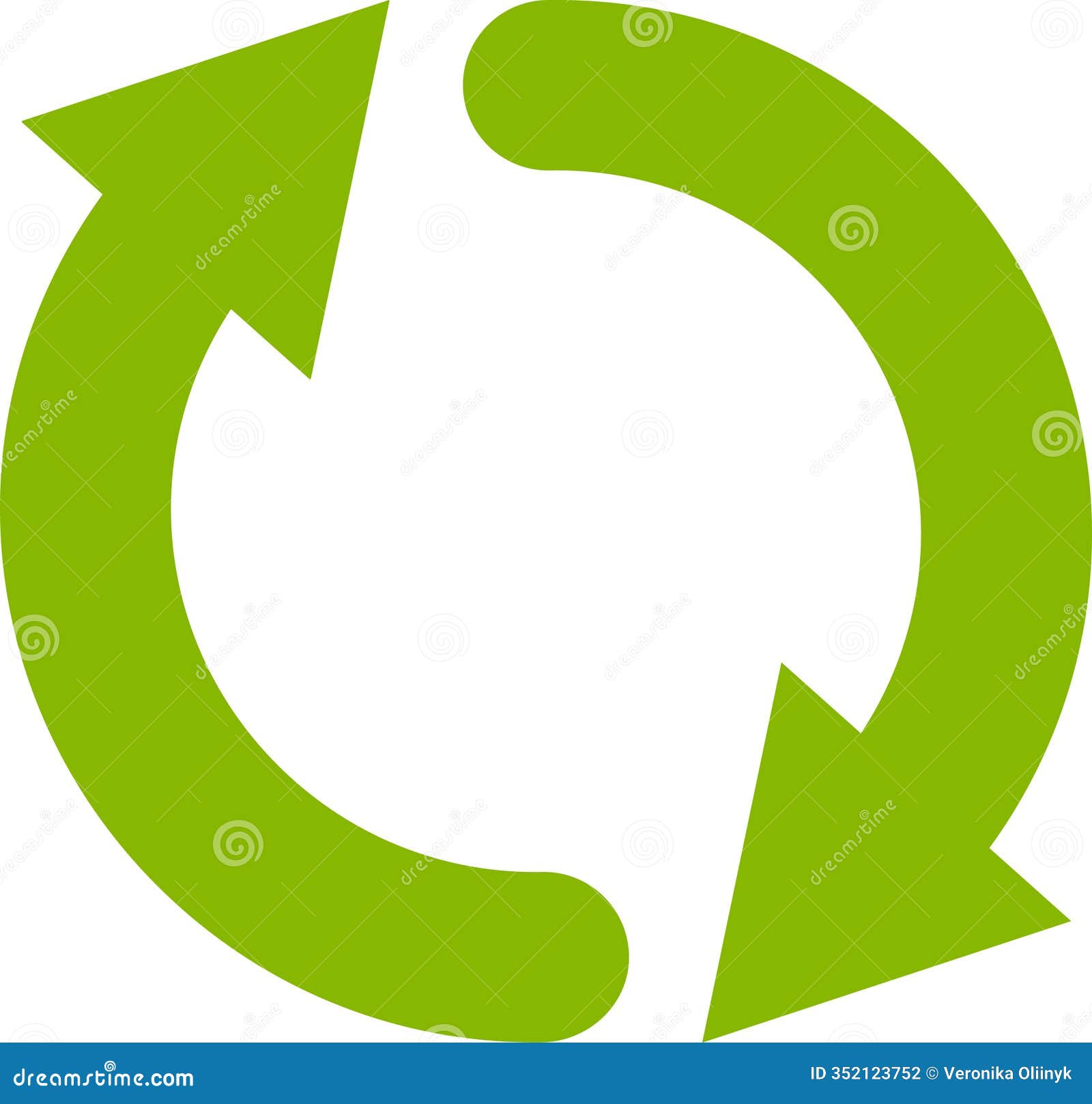 Two Rounded Green Arrows Rotating In A Clockwise Direction Representing A Continuous Cycle Of