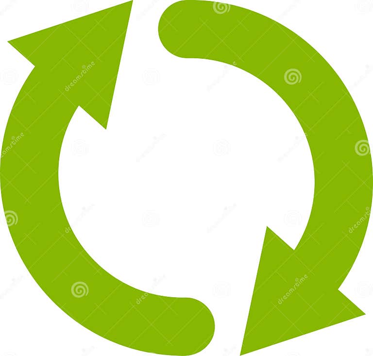 Two Rounded Green Arrows Rotating in a Clockwise Direction ...