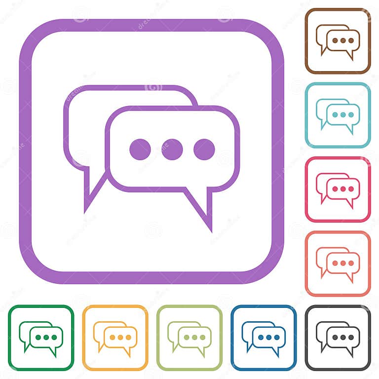 Two Rounded Square Active Chat Bubbles Outline Simple Icons Stock ...