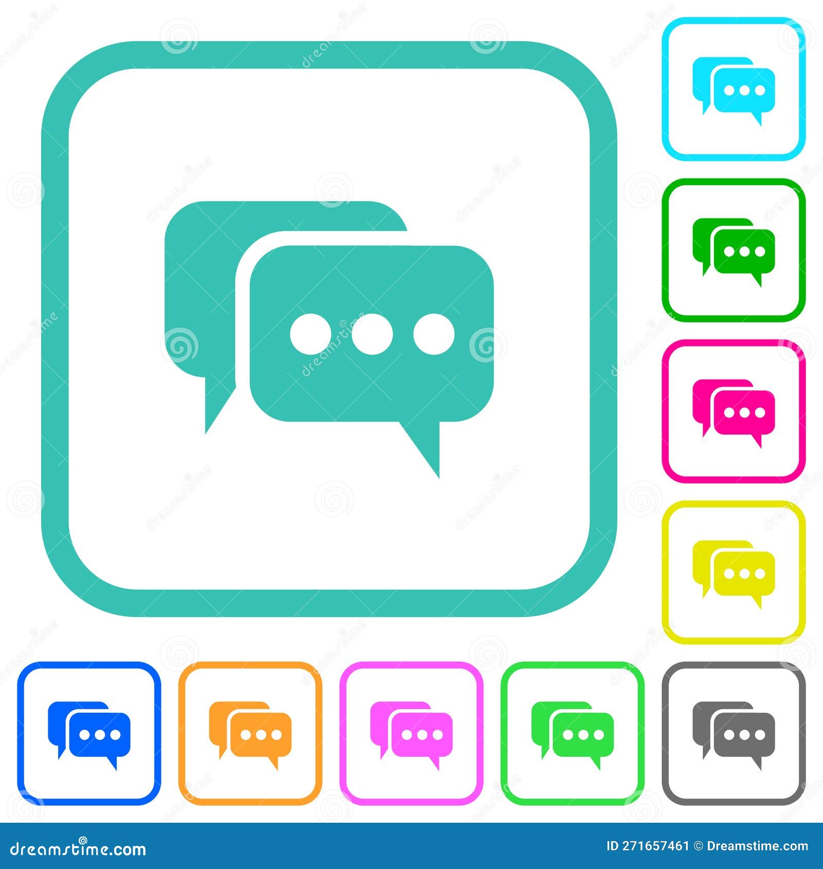 Two Rounded Square Active Chat Bubbles Solid Vivid Colored Flat Icons ...