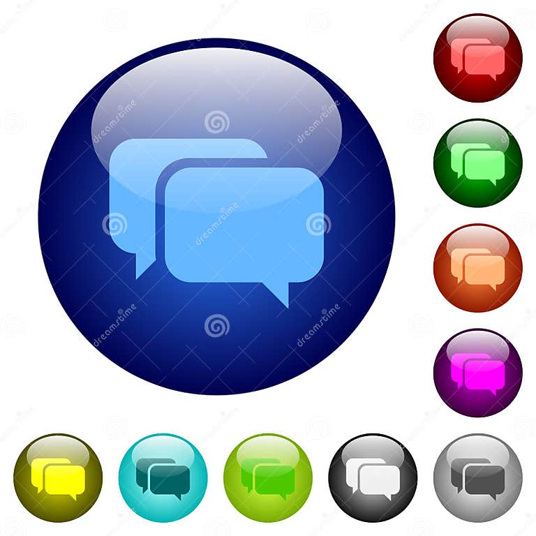 Two Rounded Square Chat Bubbles Solid Color Glass Buttons Stock Vector ...