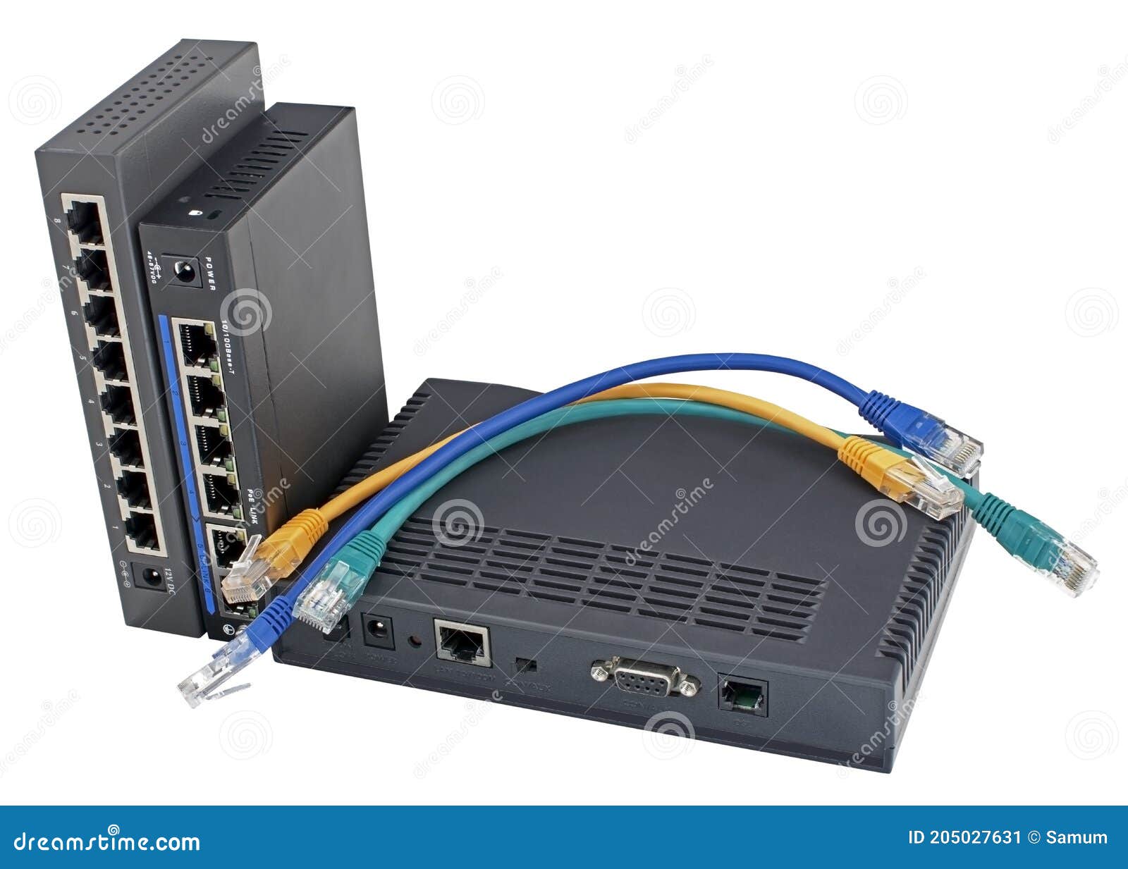 Two Routers, LAN Cables and Modem Stock Image - Image of equipment ...