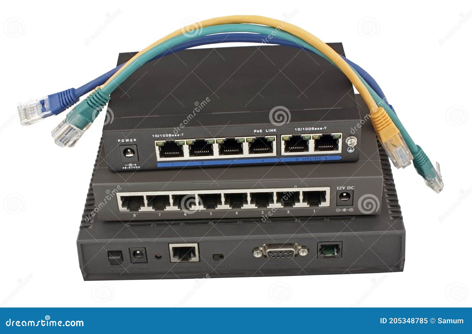 Two Routers, LAN Cables and Modem Stock Image - Image of information ...