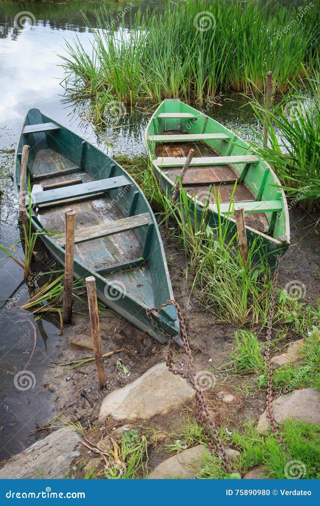 Two Rowing Boats on Muddy River Shore Stock Photo - Image of beautiful ...