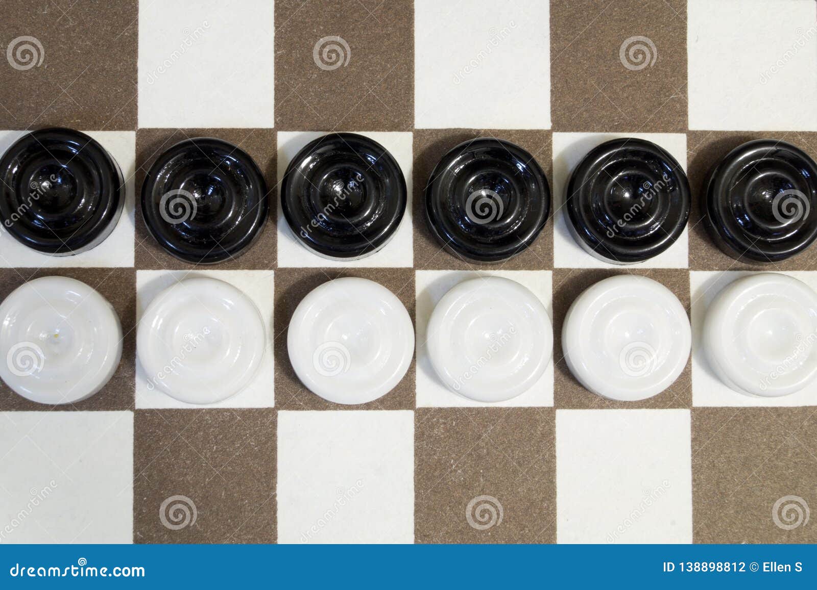 Two Rows of Checkers White and Black on the Chessboard Stock Photo ...