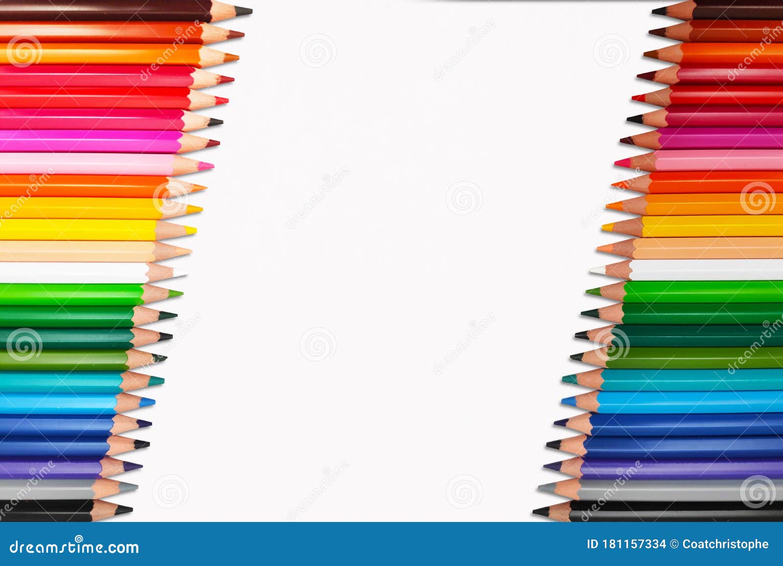 Two Rows of Crayons in Line Facing Each Other Stock Photo - Image of ...