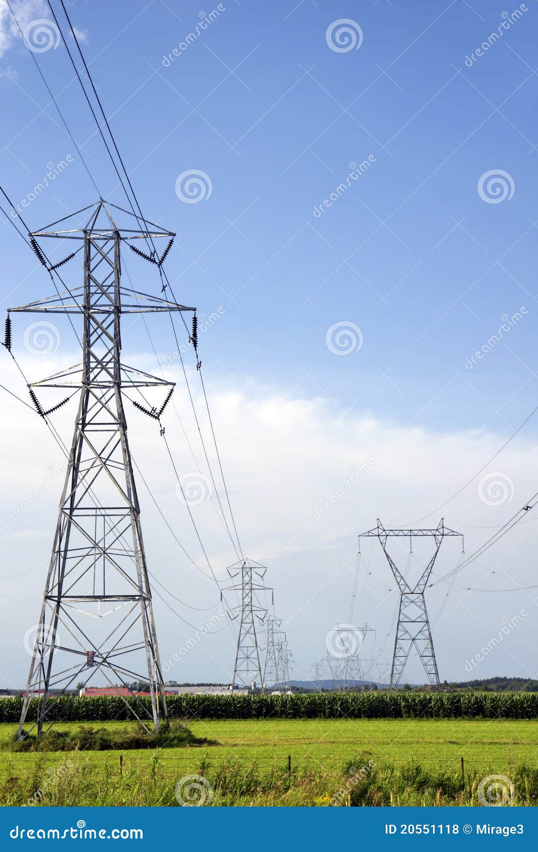 Two Rows of Electric Pylons Stock Photo - Image of material, renewable ...