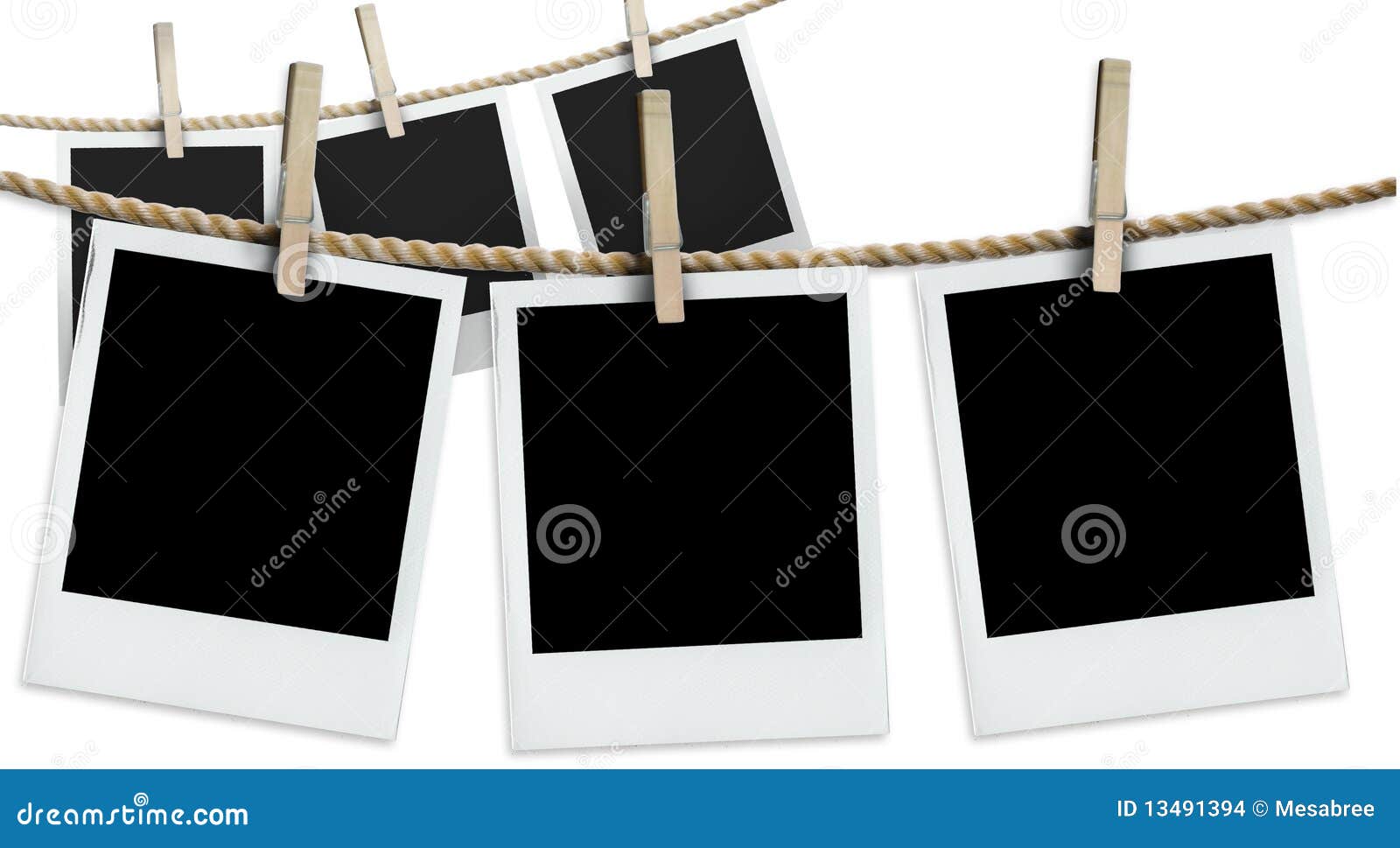 Two Rows of Hanging Polaroids Stock Photo - Image of four, polaroids ...