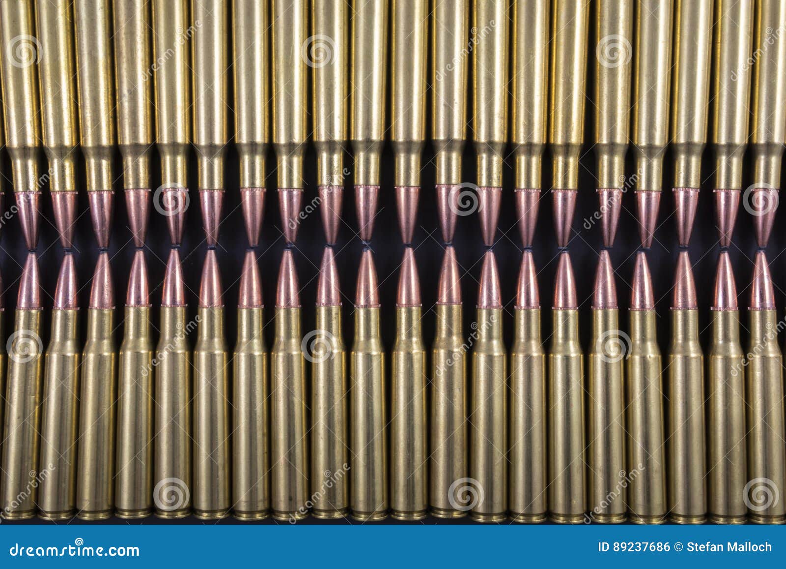 Two Rows of Rifle rounds stock photo. Image of ammunition - 89237686