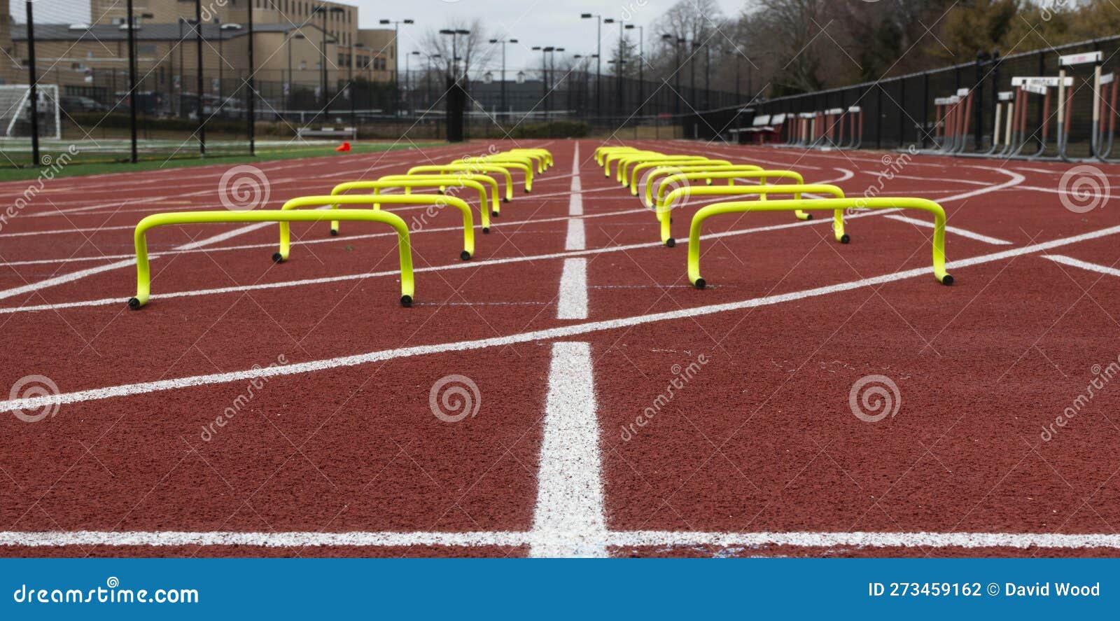 Two Rows of Six Inch Yellow Hurdles on a Track Stock Photo - Image of ...