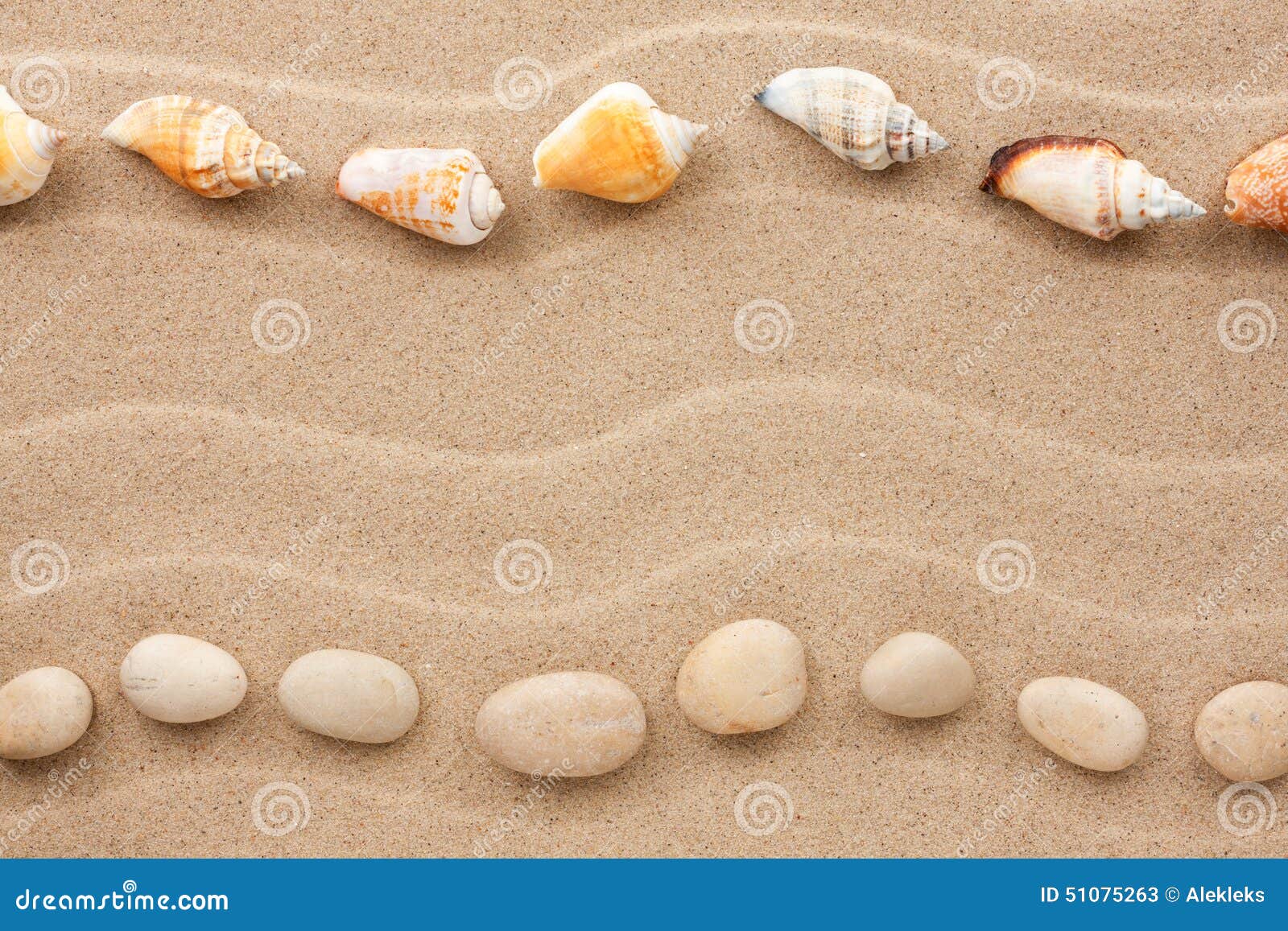 Two Rows of Stones and Shells on the Sand Stock Image - Image of shell ...