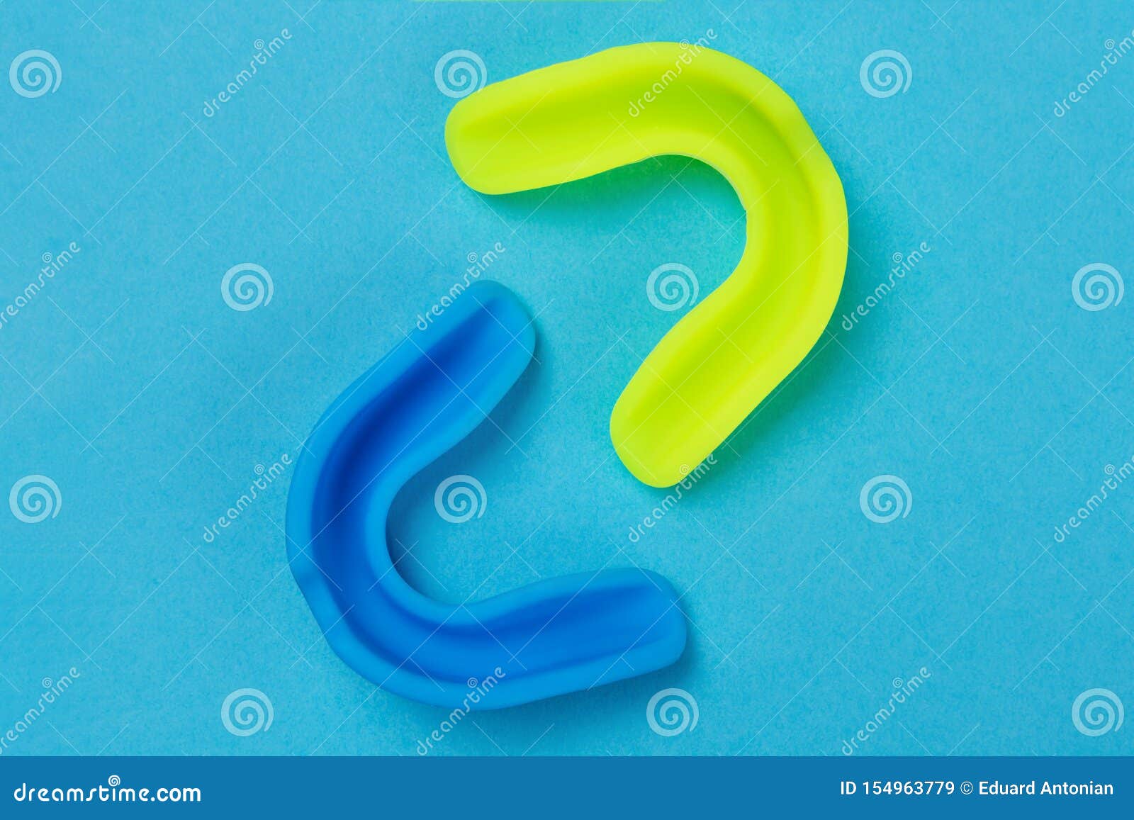 Two Rubber Teeth and Lips Protections, Blue and Yellow, for Boxing or ...